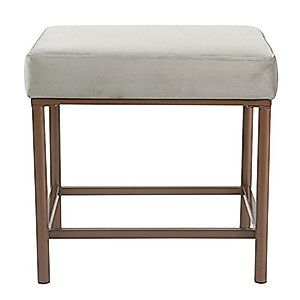 Spatial Order Hudson Modern Velvet Ottoman, Gold Metal Frame, Black