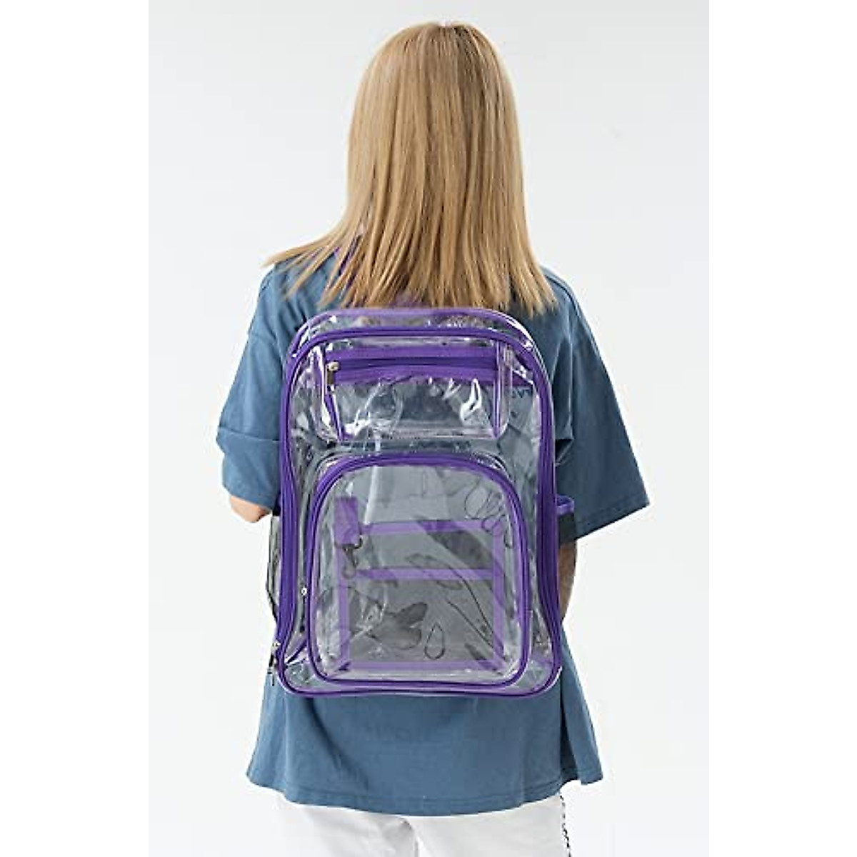 Tellrain Women's Fashion Backpack Clear Purse Fashion Men Satchel Bags Multipurpose Lightweight Backpack PVC Beach Bag