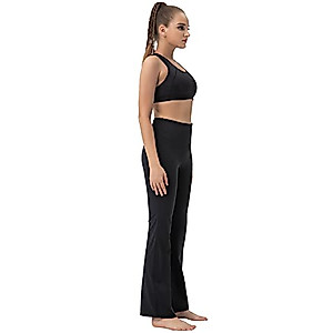BUBBLELIME 29"/31"/33"/35"/37" 4 Styles Women's High Waist Bootcut Yoga Pants - Basic Nylon_Black M-29 Inseam