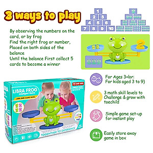 INPHER Frog Balance Math Game, 85 Piece Kids Kindergarten Toddler Learning Games Preschool Learning Activities Educational Toys for 3 4 5 6 7 Year Old STEM Montessori Number Counting Toy