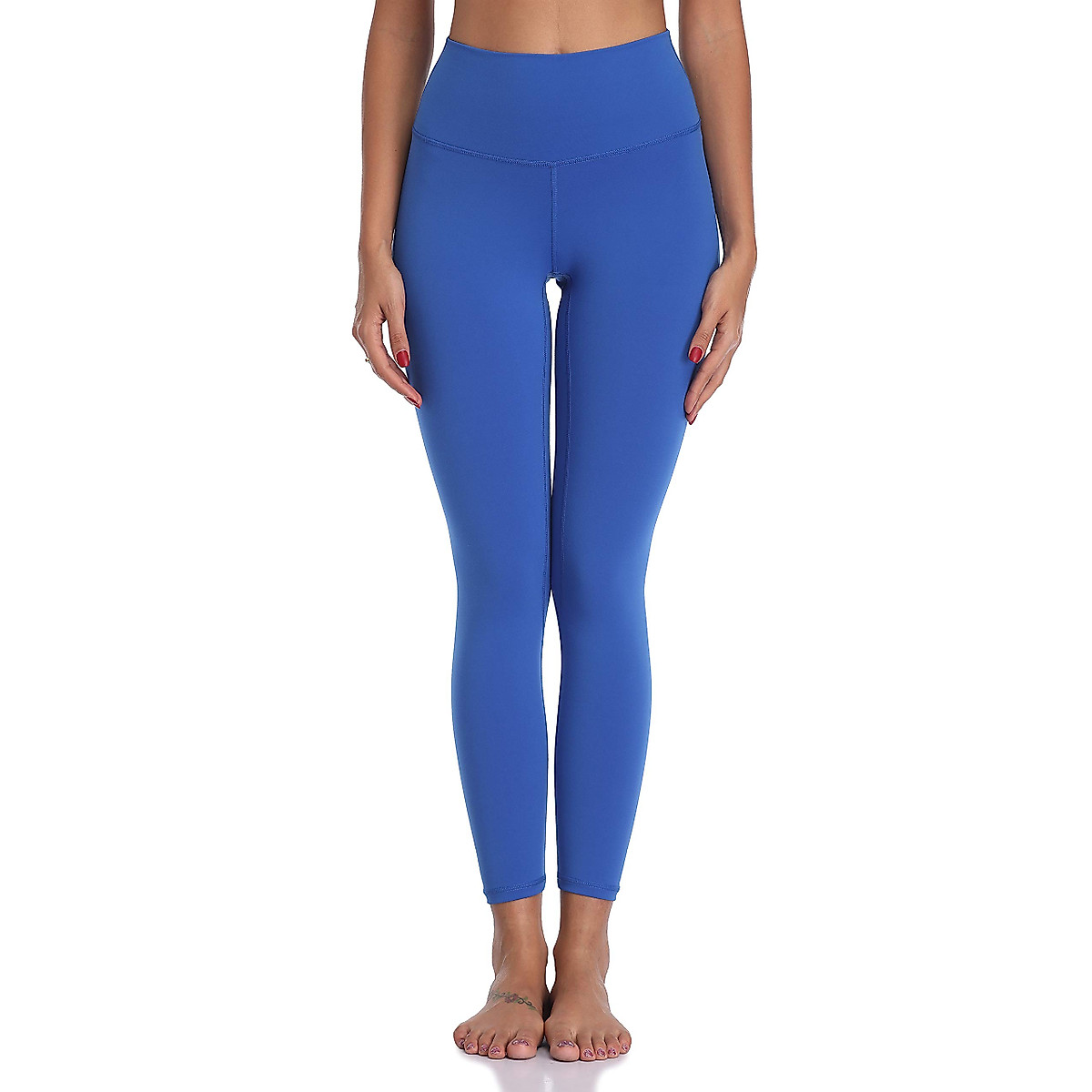 YUNOGA Women's Soft High Waisted Yoga Pants Tummy Control Ankle Length Leggings (M, Royal Blue)