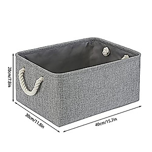Foldable Storage Baskets for Organizing Sturdy Fabric Storage Bins for Shelves Storage Box with Handle for Home as Toy Clothes Storage (15.7x11.8x7.8 in)(Gray 3PCS)