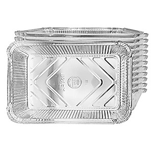 PARTY BARGAINS 4 LB Aluminum Foil Pans, 50 Pack, 12 x 8 x 1.7 Aluminum Pan for Cooking, Baking Cakes, Bread, Casserole, Roasting, Broiling, Steam Pan Set (Max 240°C)