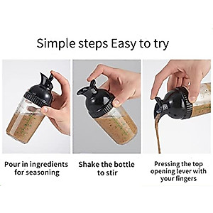 Salad Dressing Shaker Container, Homemade Salad Dressing Bottle Mixer Measure,Dripless Pour, Soft Grip, BPA Free,Send cleaning brush.（2 Pcs）