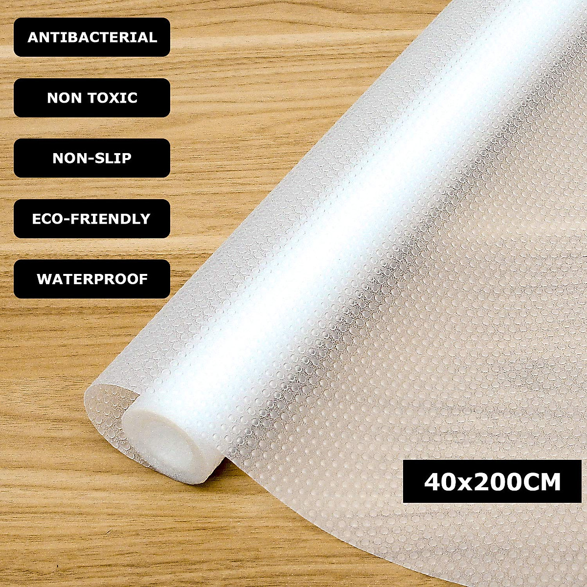 4 Rolls EVA Plastic Shelf Liner, Non-Adhesive Cabinet Drawer Shelf Liner, Non-Slip Fridge Liner, Kitchen Drawer Mats Cupboard Shelf Liner for Kitchen Home – (15.7 in x 6.56ft)/Roll, Clear