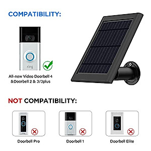 OLAIKE Solar Panel for Video Doorbell 4 & Doorbell 3/3 Plus & Doorbell 2, Weatherproof Continuous Charging,5V/3.5W (Max) Output, with 4M/13ft Power Cable (No Include Camera), Black