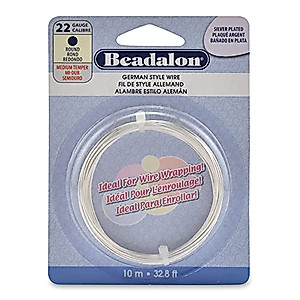 Beadalon German Style Wire for Jewelry Making, Round, Silver Plated, 22 Gauge/.025 in-32.8 ft