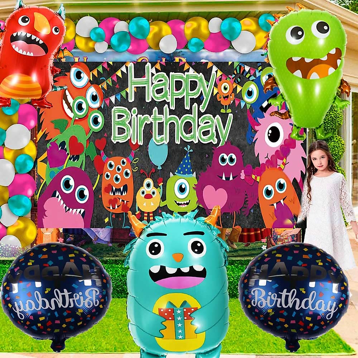 N05280-DXQ-MonsterBash Monster Bash Birthday Party Supplies Decorations Cake Topper Balloons Favors Backdrop Banner Decor