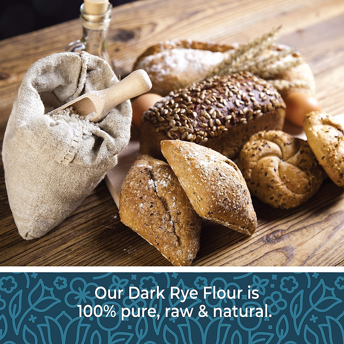 Rye Flour 2lb / 32oz, Dark Rye Flour for Bread, Pumpernickel Flour, Rye Bread Flour, Rye Flour for Baking, 100% Whole Rye Flour, Non-GMO.