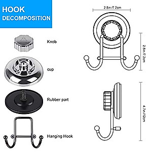 U&A Antilope Powerful Vacuum Suction Cup Hooks for Shower,Kitchen&Bathroom,Stainless Steel Shower Hanger for Loofah,Towel (2pcs)