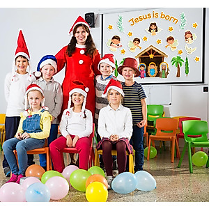 WaaHome Jesus is Born Christian Bulletin Board Decorations Set 38pcs Religious Nativity Scene Cutouts Birth of Jesus Bulletin Board Borders for Kids Christmas Sunday School Classroom Decorations