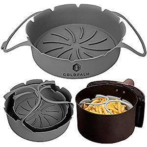 Gold Palm 2 Pack Air Fryer Silicone Liners - 8.6 Inch 5 QT or Larger Air Fryer Accessories Reusable Air Fryer Insert Baking Accessories