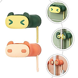 Alipis 2pcs Garage Laundry Kitchen Rack Hanger Hole-Free Duty Broom Hooks Organizers Handle Cartoon Supplies Plastic Holder Hotel Nail Tool Clip Restaurant Hook Garden Mop Punch Rake