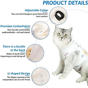 WLLHYF Cat Surgery Recovery Suit, Breathable Kitten Onesie Full Bodysuit Clothes, Post Neuter Surgery Spay Cone Anti Licking, Abdominal Wound Protector for Small Male Female Pets (Large)