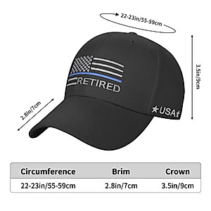 Thin Blue Line USA Flag Retired Dad Hats Adjustable Baseball Cap Gifts for Police Officers Cops