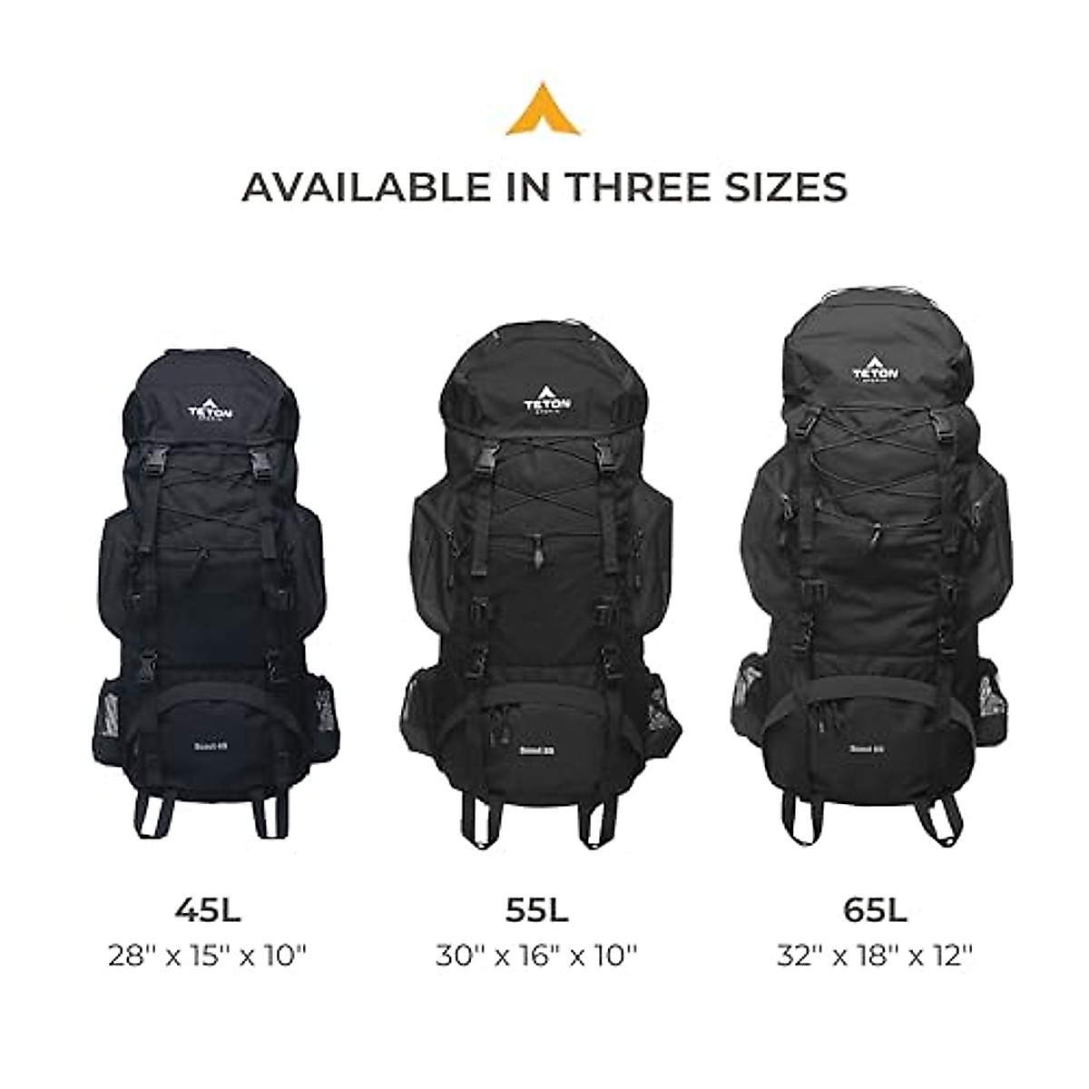 TETON 65L Scout Internal Frame Backpack for Hiking, Camping, Backpacking, Rain Cover Included