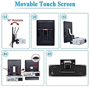 Roinvou Single Din Car Stereo Radio 9.5'' Movable Vertical Touch Screen with Carplay Android Auto Bluetooth FM Radio Mirror Link Backup Camera Support Video Playback SWC DVR USB AUX TF
