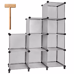 Gold Armour Cube Storage 9-Cube Bookshelf Closet Organizer Storage Shelves Shelf Cubes Organizer Plastic Square Book Shelf Bookcase DIY Closet Cabinet Organizer Shelving for Home Office Bedroom (Pink)