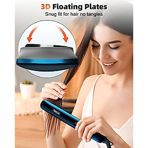 Negative Ion Flat Iron Hair Straightener, Ceramic Hair Straightener with LCD, 1" Flat Iron with 11 Heat Settings, Professional 2 in 1 Hair Iron for Thick Hair, Anti Static & Auto Shut-Off