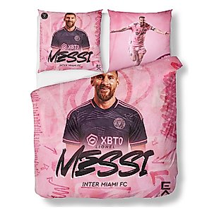 Aimery Miami Bedding Set Soccer Duvet Cover Set Pink Bed Football Comforter Soft Microfiber Soccer Bedding Sets 3 Pieces Fruit Comforter Cover and 2 Pillowcase for Bedroom (Pink 1,Full)