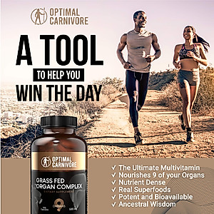 Optimal Carnivore Beef Organ Supplement, Grass Fed Beef Organs for Men & Women, 9 Organ Complex, Organ Meat - Beef Liver, Brain, Thymus, Lung, Gallbladder
