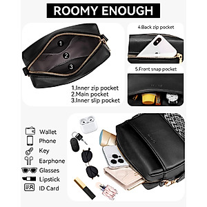 Gximdz es Small Crossbody Bags for Women Trendy Vegan Leather Crossbody Purses Shoulder Bag with Adjustable Wide Guitar Strap (Black)