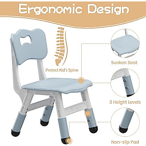 GAOMON Toddler Table and 4 Chairs Set with Graffiti Desktop, Height Adjustable Kids Table and Chairs Set, Non-Slip Legs, 4 in 1 Activity Table Play Table for Reading, Drawing, Playing, Eating