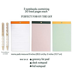Kate Spade New York To-Do List Pad, Notepad Set of 3, Includes 50 Lined Sheets Per Memo Pad, Colorblock