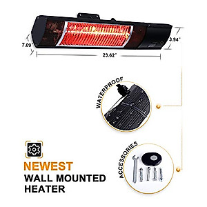 Star Patio Electric Patio Heater, Outdoor Heater, Infrared Heater with Remote Control, Outdoor Heaters for Patio, Classic Black, STP1580-WM-RM