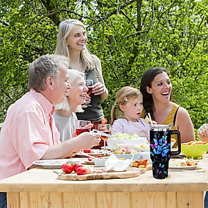 Thmasamwr Butterfly Tumbler With Lid, Straw and Handle - 40oz Stainless Steel Travel Coffee Mug Water Bottle - Gift Cup for Women and Girls