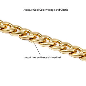 Medium Size Fabulous Metal Shoulder Crossbody Purse Strap Replacement Bag Chain Accessories (18‘’, Antique Gold)