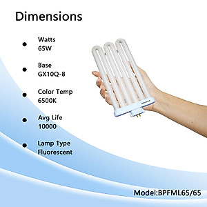 FML65/65K 65Watt 6500K Fluorescent Light Bulb,4Pins Base Triple Tube Replacement for Feit Electric 06565,BPFML65/65 2 Pack