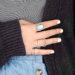 Boho-Magic Sterling Silver Moonstone Ring for Women Oval Gemstone Boho jewelry (10)