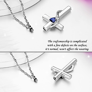 XIUDA Cross Cremation Jewelry for Human Ashes Stainless Steel Urn Necklace for Ashes Memorial Cremation Ashes Necklace for Women Men