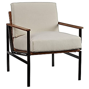 Signature Design by Ashley Tilden Mid-Century Modern Accent Chair, Ivory & Black