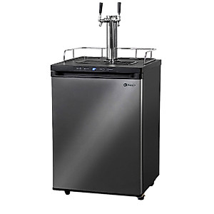 Kegco K309X-2 Keg Dispenser, 2 Faucet, Black Stainless Steel