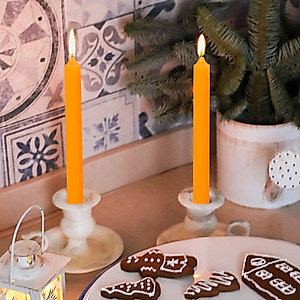 10 inch Orange Taper Candles-Set of 4 Tapered Candle -Dripless and Smokeless,Tall Candlesticks, Home Dinner, Party, Wedding, Halloween, Churches,Christmas Candles