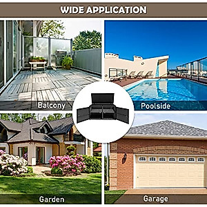 Tangkula Outdoor Wicker Storage Box, Garden Deck Bin with Steel Frame, Rattan Pool Storage Box with Lid, Ideal for Storing Tools, Accessories and Toys, 88 Gallon Capacity (Black)