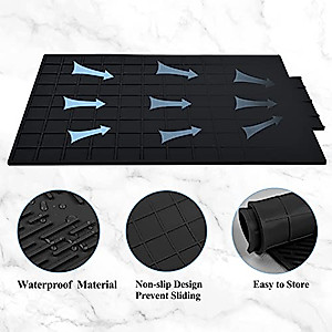 Fimary Silicone Dish Drying Mat with Drain Lip, 17" x 13'' Rubber Dish Drying Mat with Wedge Slope Water Collection, Drying Mat for Kitchen Counter, Easy to Clean Draining Mat Dishwasher Safe (Black)