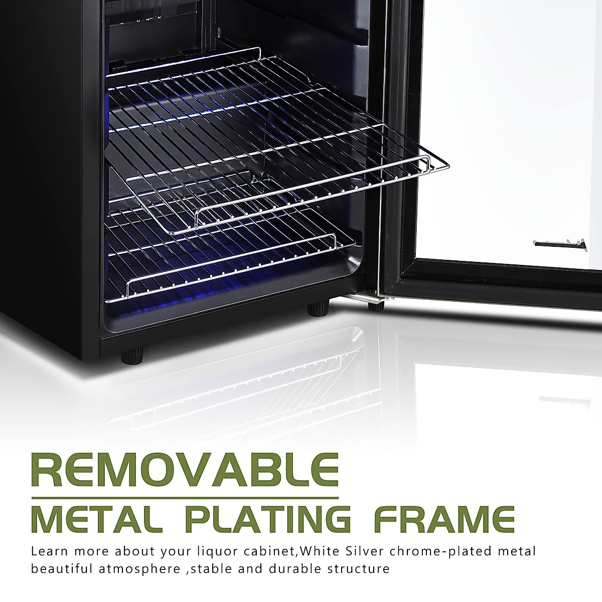 Kalamera Mini Beverage Refrigerator Freestanding- 120 Cans Capacity Beverage Cooler- for Soda, Water, Beer or Wine - For Kitchen or Bar with Whit Interior Light