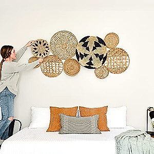 Artera Round Handwoven 3 Piece Wicker Baskets, Wall Basket Decor, Lamp Shade, Seagrass Decorative Baskets for Fruits and Decorative Collections in Kitchens and Living Areas. (Beige)