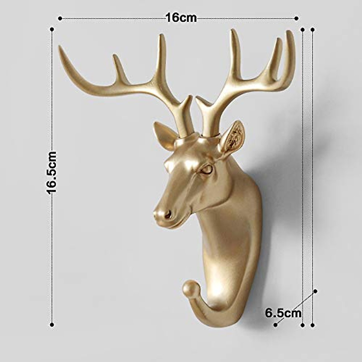 Animal Head Key Hooks Decorative for Wall Creative Resin Hook Hanger (Pack 6) Animal Shaped Coat Hat Hook Wall Hanging Wall Hook Decorative Gift (Gold)
