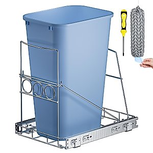Pull Out Trash Can Under Cabinet - Under Sink Trash Can Pull Out Kit, Adjustable Kitchen Garbage Can Pull Out, Roll Out Kitchen Cabinet Trash Can Slide Out Rack for 7-11 Gallon Trash Can Not Included
