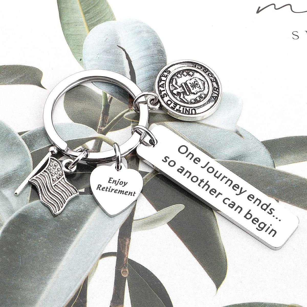 HOLLP Retirement Gift Army Retired Keychain with Patriotic American Flag Military Retirement Gifts for Army Veteran (Keychain)