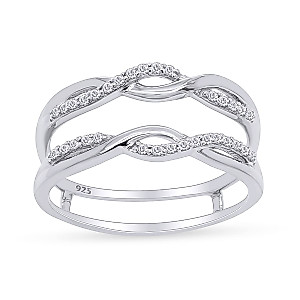 SAVEARTH DIAMONDS Round Cut Lab Created Moissanite Diamond Infinity Twisted Enhancer Guard Ring in 14K White Gold Plated 925 Sterling Silver Jewelry (G-H Color, 0.50 Cttw) Size -10