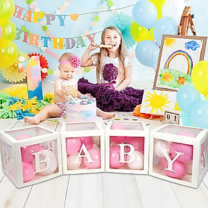 Baby Shower Boxes with Letters - 118 Piece All in one Baby Boxes with Letters for Baby Shower, Beautiful Baby Boxes for Baby Shower, Large and Easy to use Baby Balloon Box that Includes Balloons