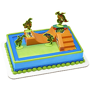 DecoSet® Teenage Mutant Ninja Turtles TMNT-RISE UP! Cake Topper, 6-Piece Birthday Decoration for Cakes and Cupcakes, Surprise Your TMNT Fan with ALL the Characters and Interactive Skateboard