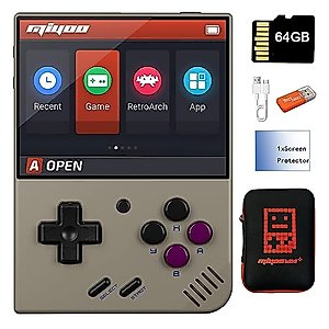 Miyoo Mini Plus Handheld Game Console 3.5 inch Classic System Retro Video Games Consoles Portable Rechargeable Hand Held 64G with Case (Gray)