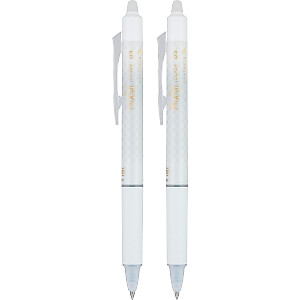Pilot FriXion Ball Clicker Erasable Gel Ink Retractable Pen, Extra Fine Point, 0.5mm, White Barrel, Black Ink, 2 Pack