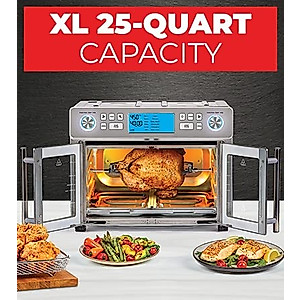 Emeril Lagasse Everyday French Door 360 Air Fryer, 25-QT Capacity, Dual Temperture Zone cooks 2 different ways, Stainless Steel